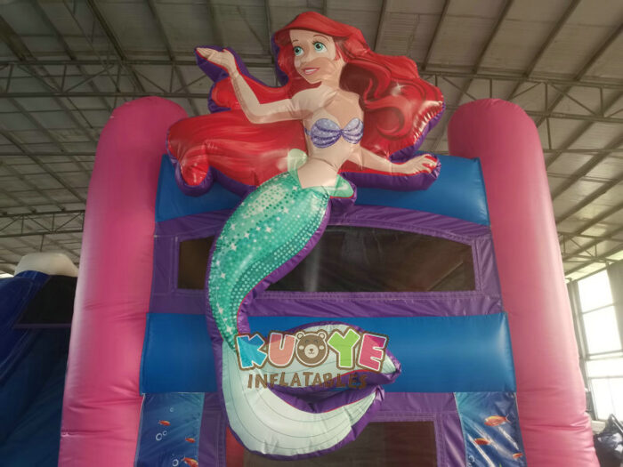 CB514 Little Mermaid Dream Double Lane Wet/Dry Slide with Bounce House ...